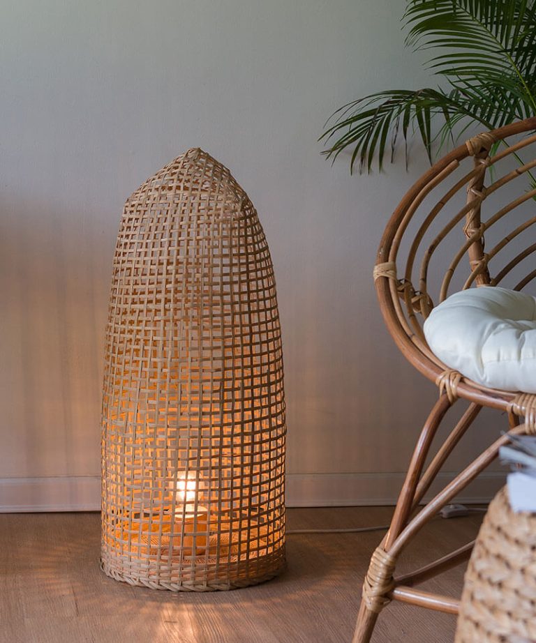 Rustic Natural Wood Handmade Tall Floor Lamp