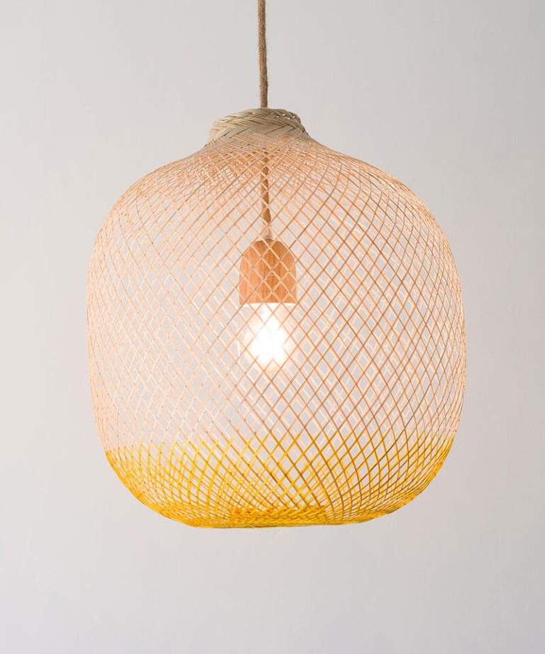 Flexible Bamboo Wood & Yellow Color Pendant Light Shade