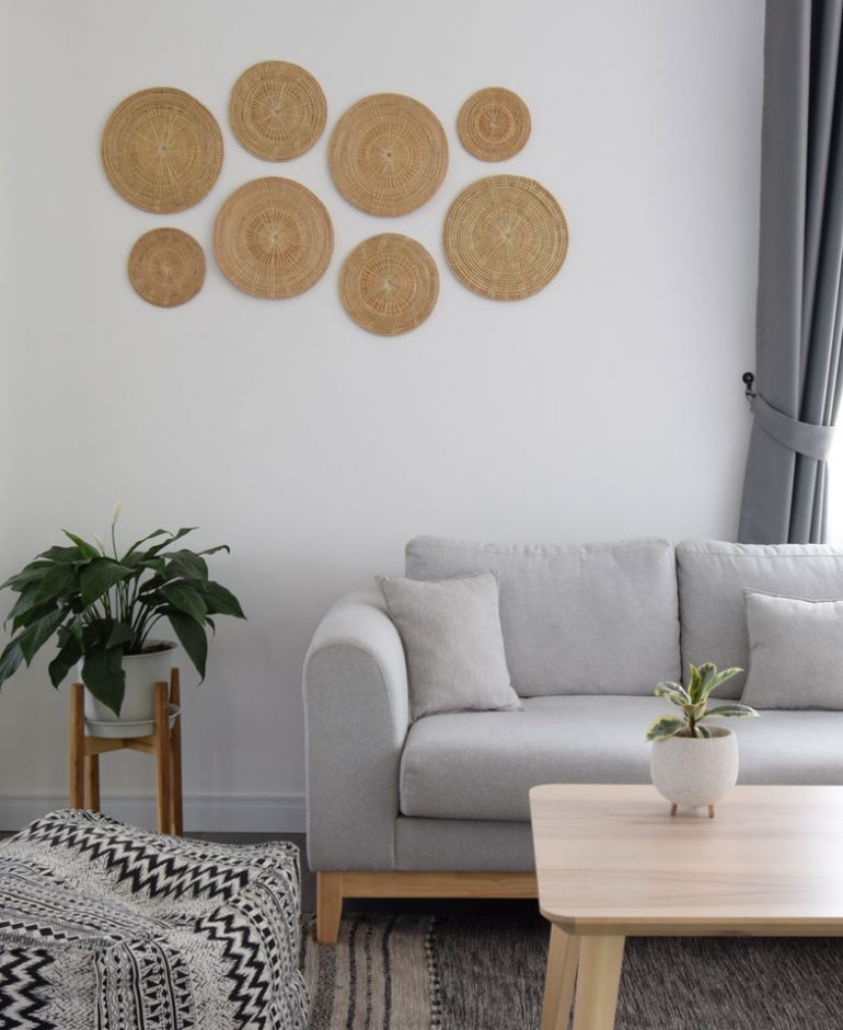 JAI - Set of 11 Handwoven Wicker Rattan Wall Art Plates