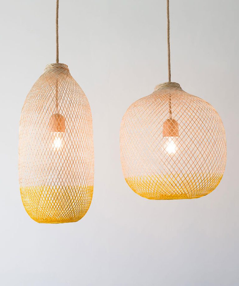 Flexible Bamboo Wood & Yellow Color Pendant Light Shade