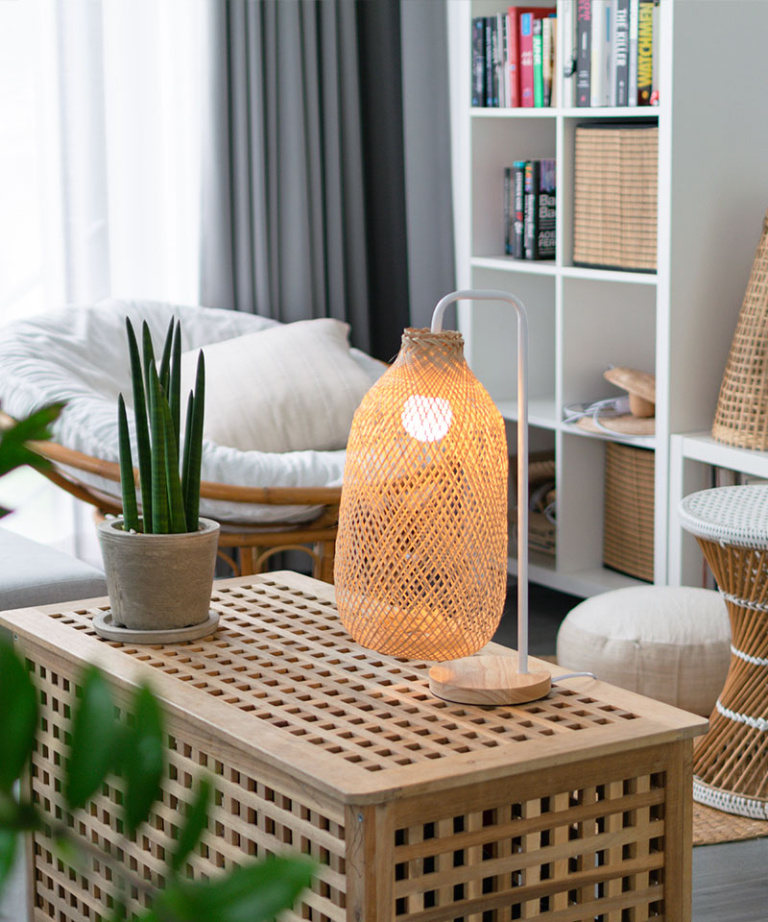 Classic Bamboo Table Lamp - White & Wood