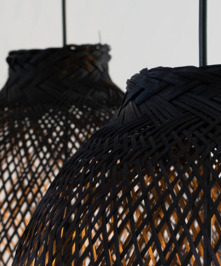 Handmade Woven Bamboo Black Pendant Light - Lanna Passa