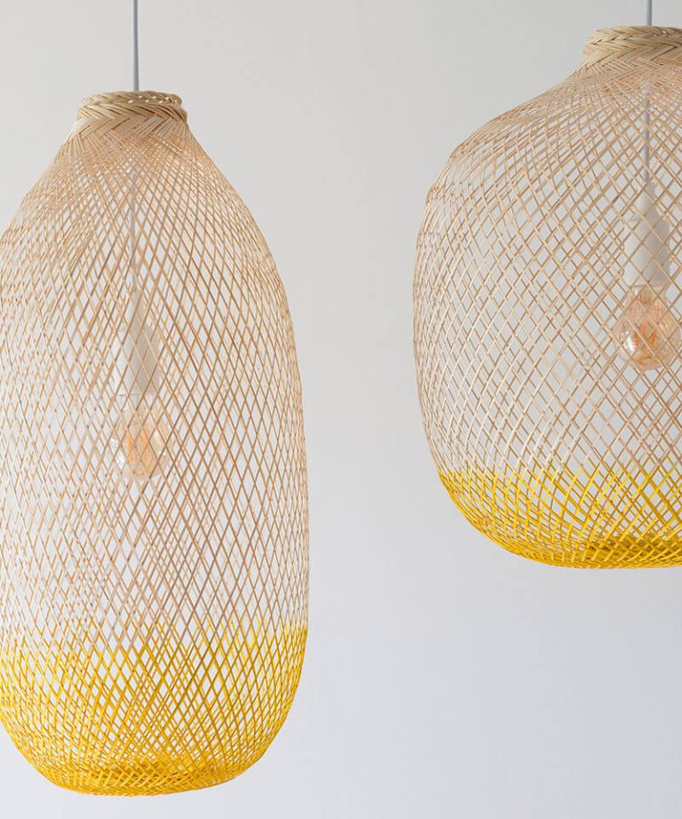 Flexible Bamboo Wood & Yellow Color Pendant Light Shade