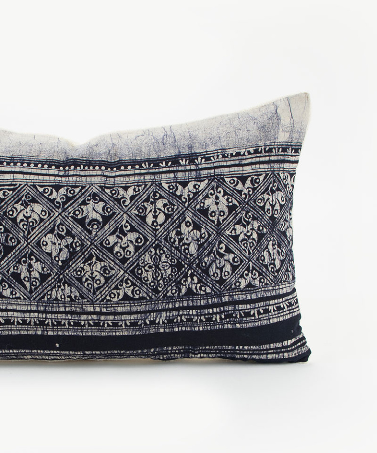 Vintage Hill Tribe Batik Lumbar Cushion & Kapok Filling