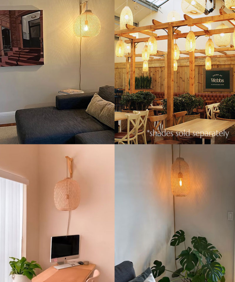 Wood & Rope Plug-In Swag Light Pendant Kit - Lanna Passa