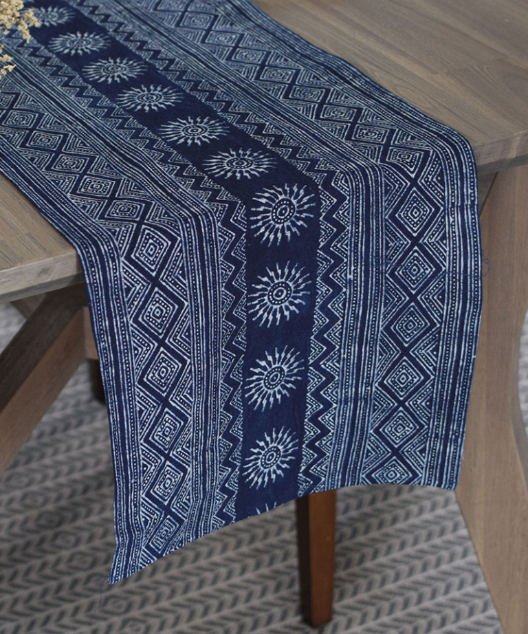 Hill Tribe Indigo Batik Long Table Runner