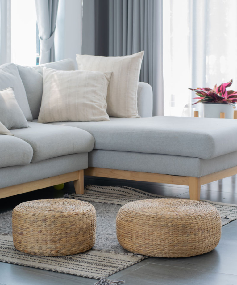 Water Hyacinth Foot Rest Ottoman Pouf - Medium