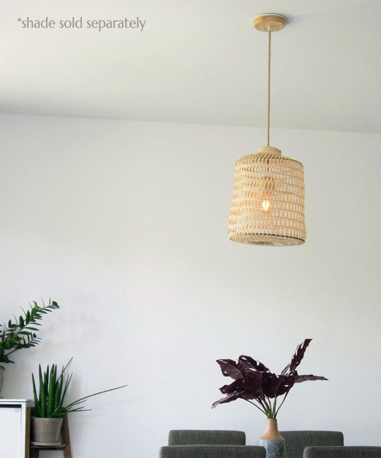 Natural Wood & Rope Light Cable Set - Ceiling Hardwired