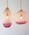 Flexible Woven Bamboo Rattan & Hot Pink Light Fixture Set