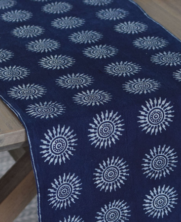 Hill Tribe Indigo Batik Long Table Runner