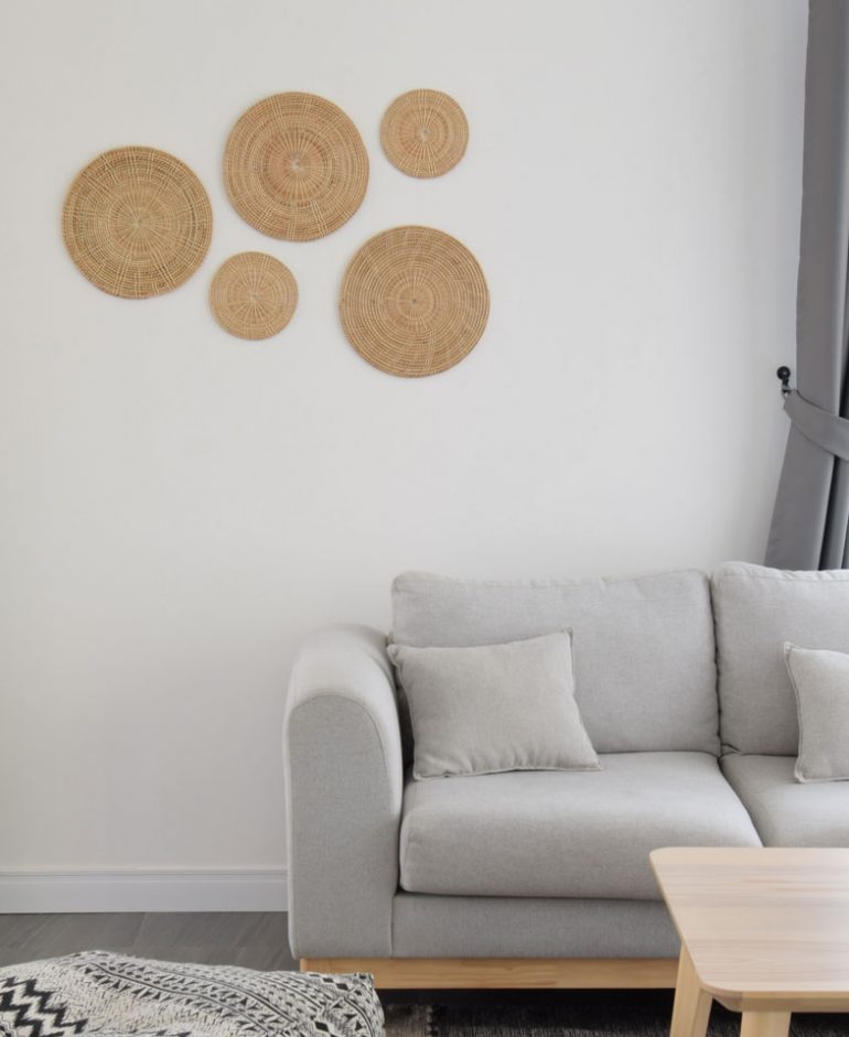 ROUND - Set of 7 Handwoven Rattan Winnowing Wall Art Plates