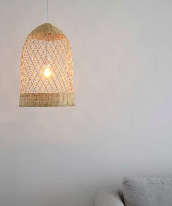Large Rustic Rattan Pendant Light