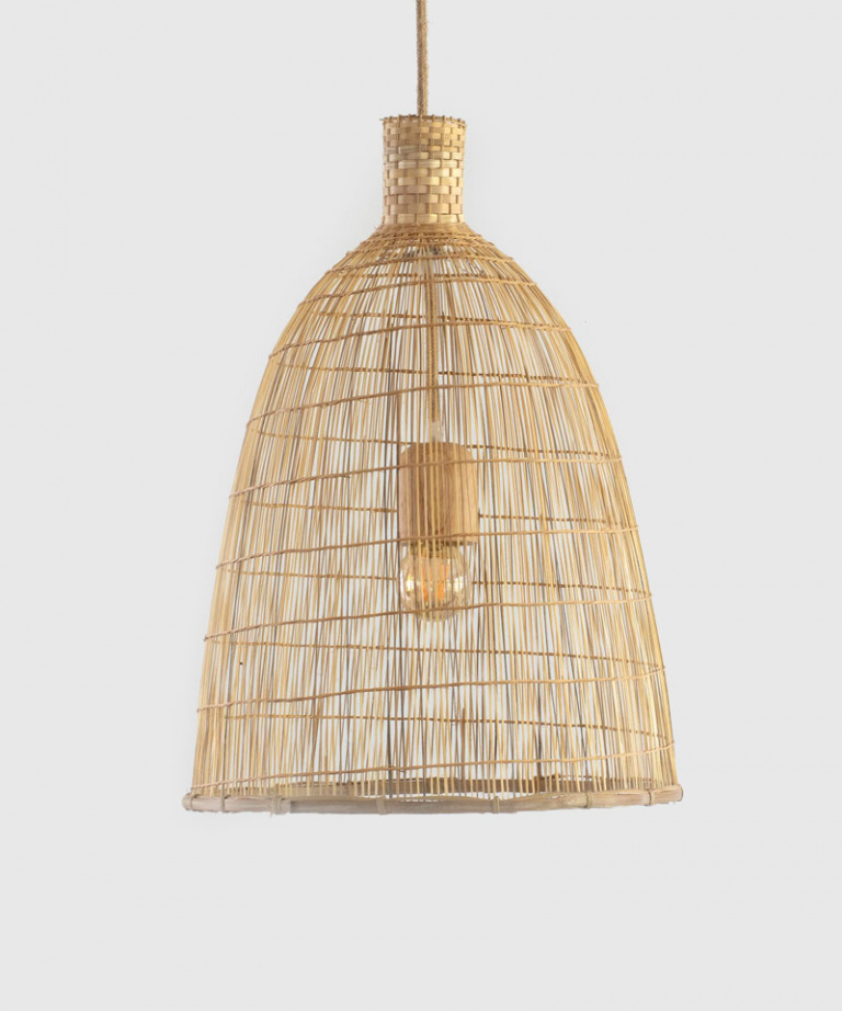 Classic Lanna Passa Thai Bamboo Fish Trap Standing Floor Lamp