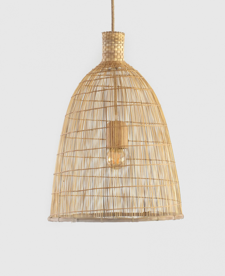 Set of 3 Cone Shaped Bamboo Pendant Lights