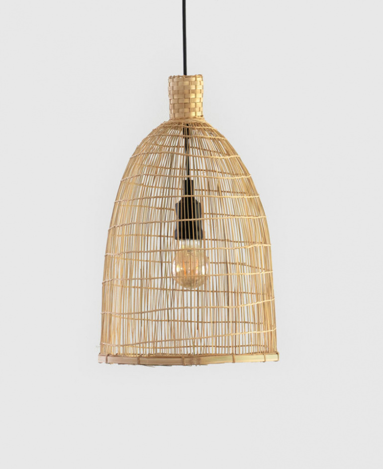 Lanna Passa - Rustic Drop Cocoon Bamboo Pendant Light