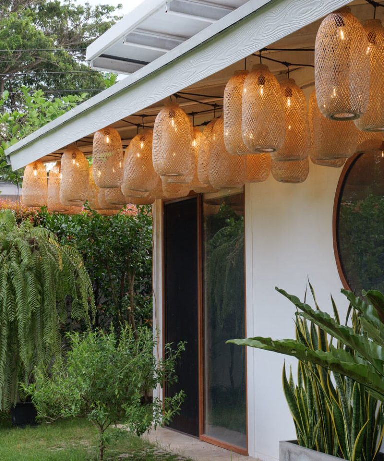 Natural Bamboo Outdoor String Lights - 15m Cable / 45 Basket