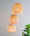 Natural Wood Sphere Orb Globe Chandelier Cluster Light Set