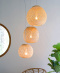 Natural Wood Sphere Orb Globe Chandelier Cluster Light Set