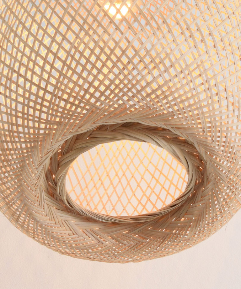 Round Shaped Woven Bamboo Basket Pendant