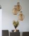 Rustic Rattan Pendant Lights - Triple Cluster Canopy