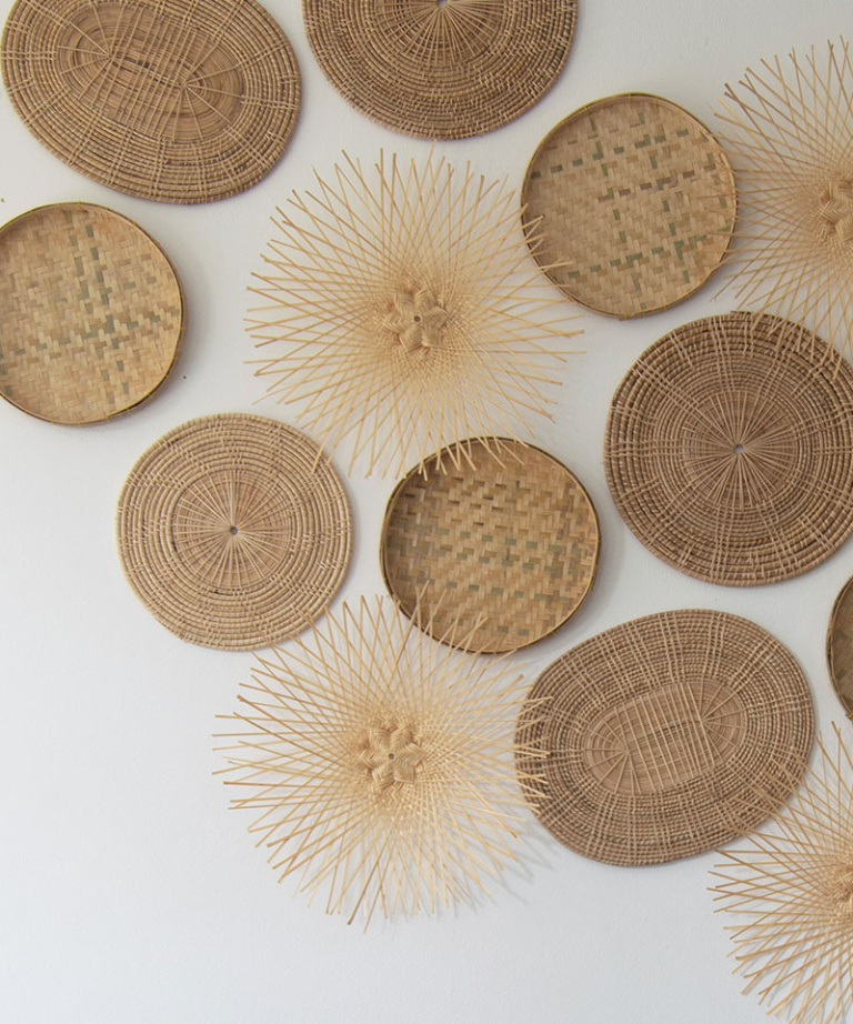 LIFE - Set of 14 Bamboo, Wicker & Rattan Woven Wall Art