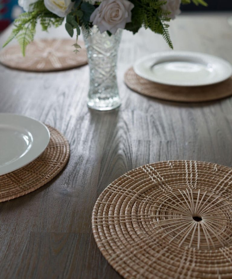 Set of Four Artisan Woven Round Rattan Placemats