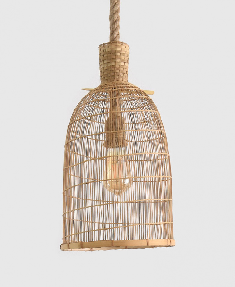 Lanna Passa - Rustic Drop Cocoon Bamboo Pendant Light