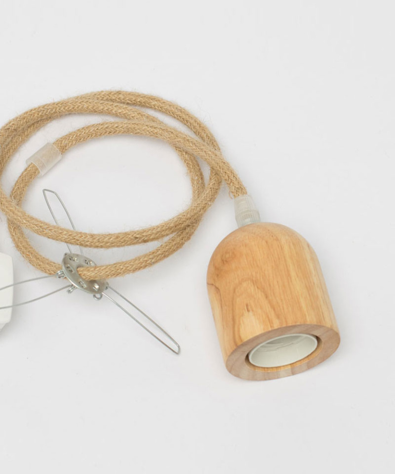 Wood & Rope Plug-In Swag Light Pendant Kit - Lanna Passa