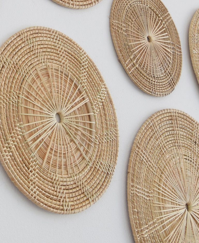 ROUND - Set of 7 Handwoven Rattan Winnowing Wall Art Plates