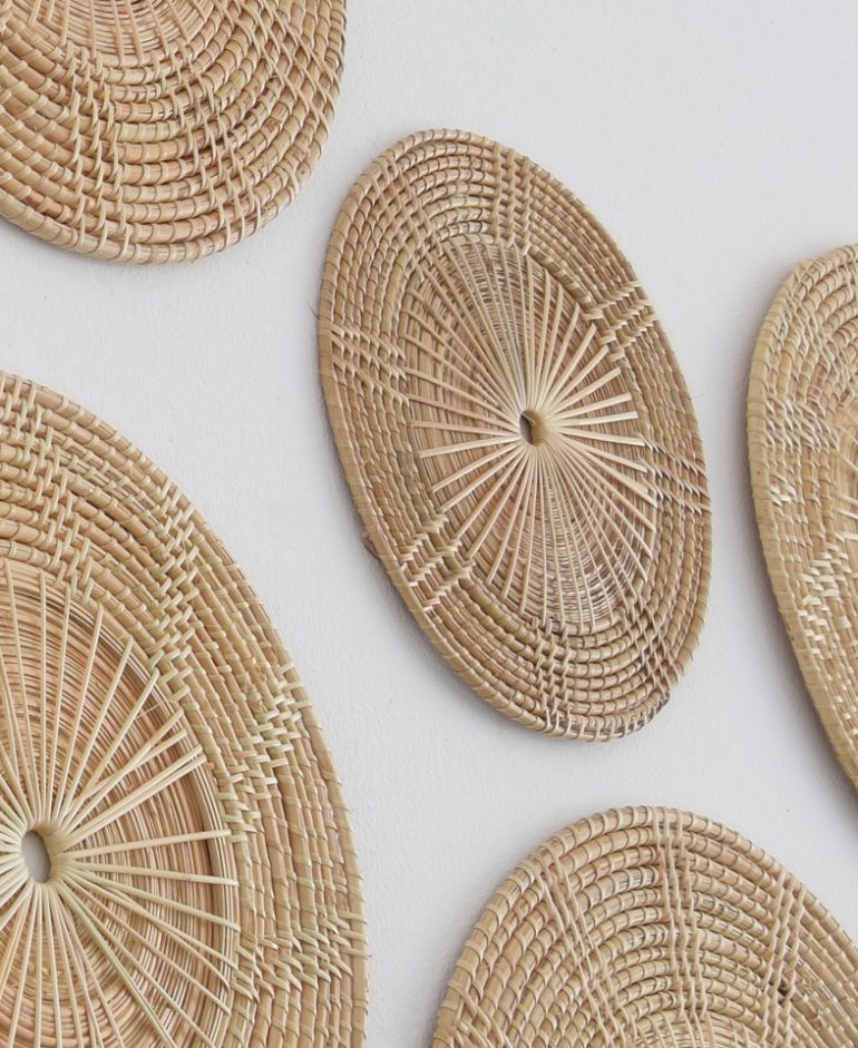 ROUND - Set of 7 Handwoven Rattan Winnowing Wall Art Plates
