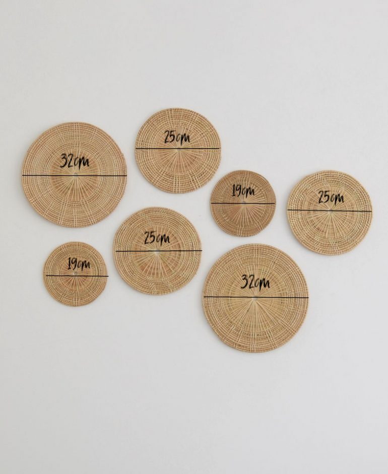 ROUND - Set of 7 Handwoven Rattan Winnowing Wall Art Plates