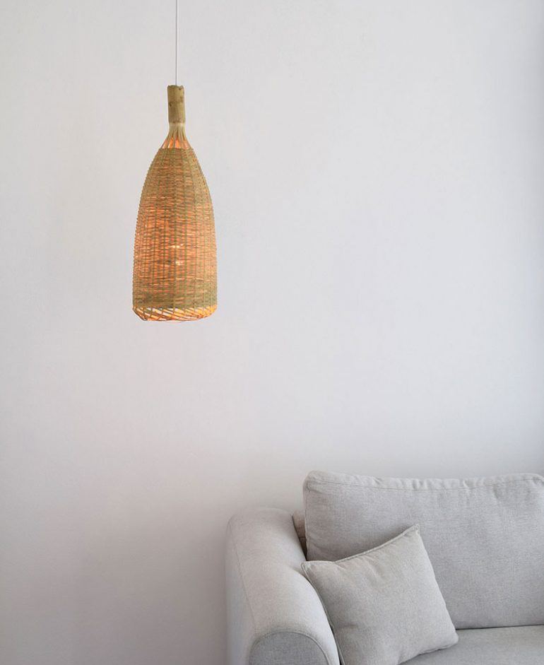 Lanna Passa - Rustic Drop Cocoon Bamboo Pendant Light